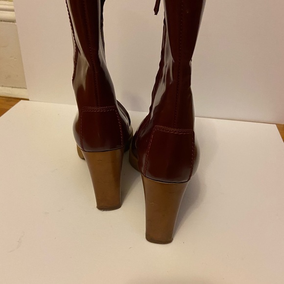 Tod's | Shoes | Tods Red Patent Leather Booties With Heel | Poshmark